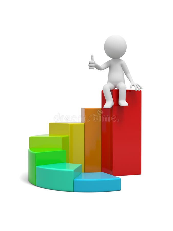 Human Character and Bar Chart Stock Illustration - Illustration of ...