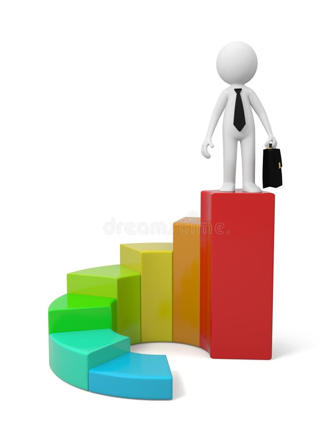 Human Character and Bar Chart Stock Illustration - Illustration of ...