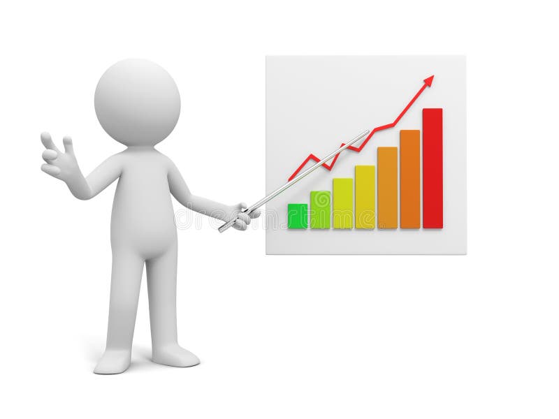 Human Character and Bar Chart Stock Illustration - Illustration of ...