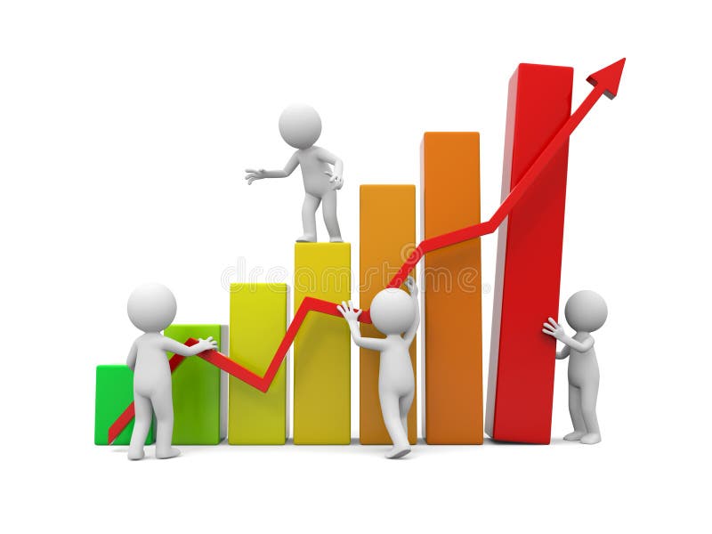 Human Character and Bar Chart Stock Illustration - Illustration of ...