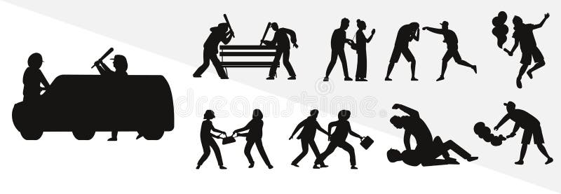 Human Characters Various Actions Silhouettes Vector Stock Illustration ...