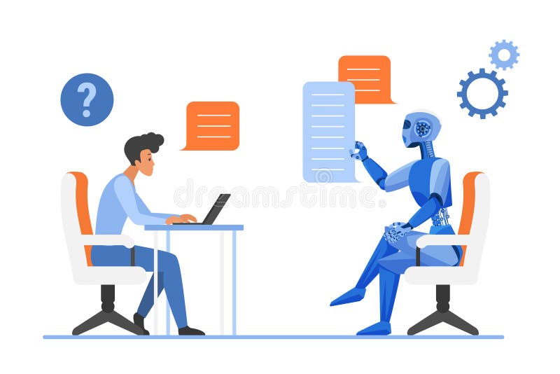 Human and Chatbot Dialogue Concept Stock Vector - Illustration of ...