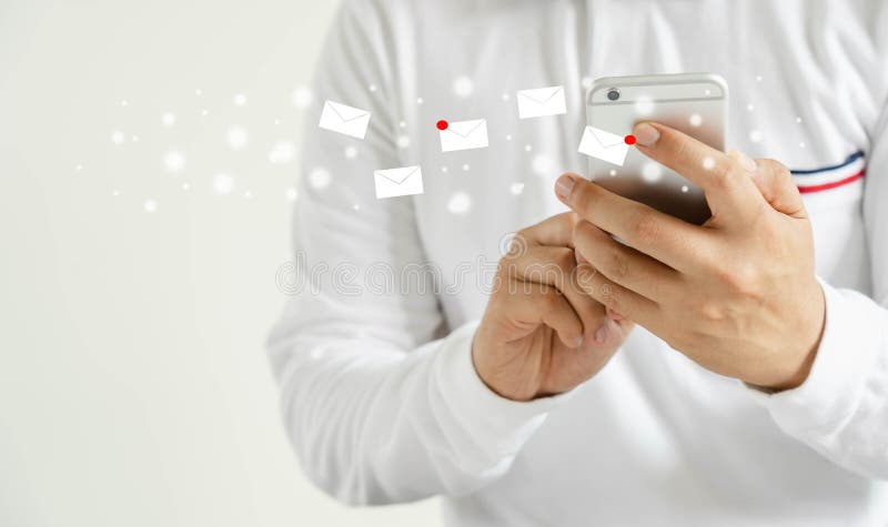 Human Checking Email with Smartphone Stock Image - Image of concept ...