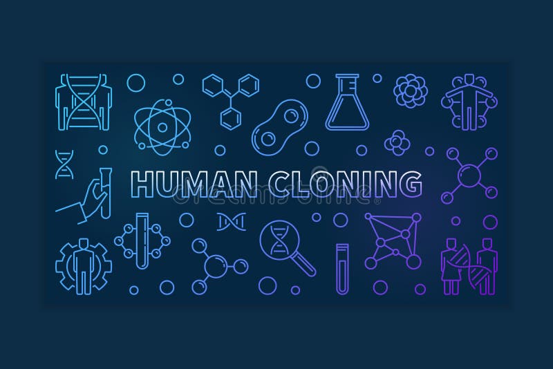 Human Cloning Colorful Outline Illustration. Vector Banner Stock Vector ...