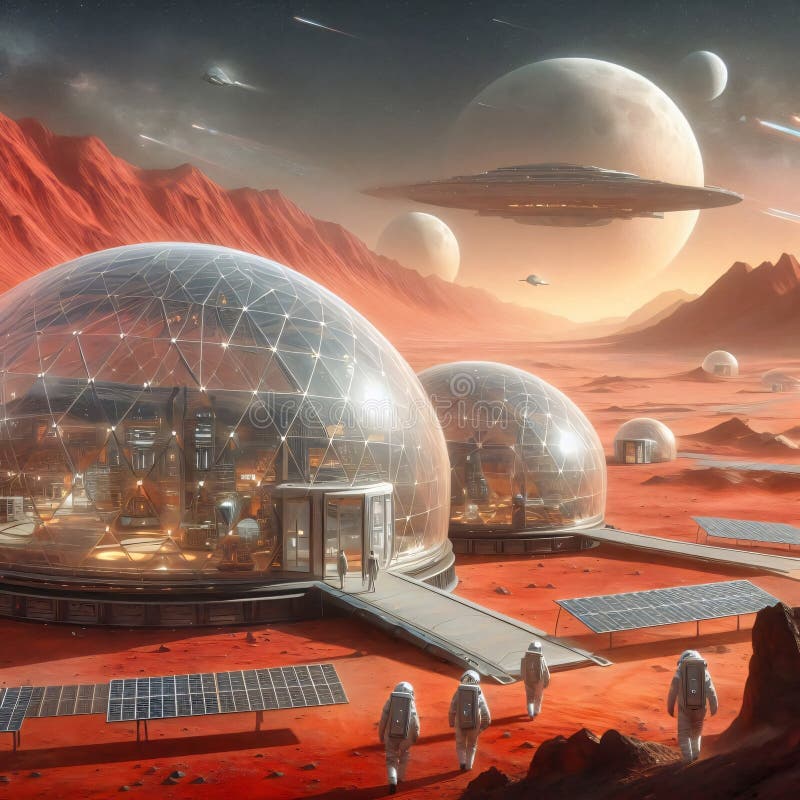 Human Colony on Alien Planet Stock Illustration - Illustration of ...