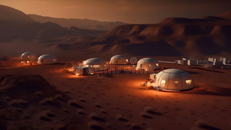 First Human Colony on Mars, Neural Network Generated Image Stock ...