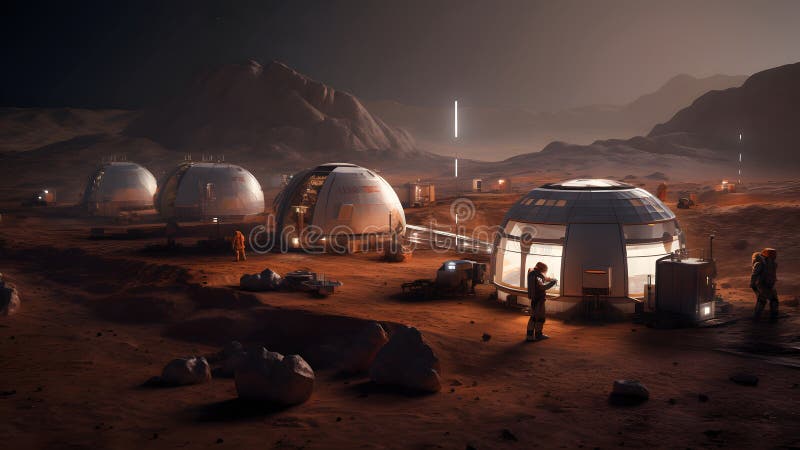 First Human Colony on Mars, Neural Network Generated Image Stock ...