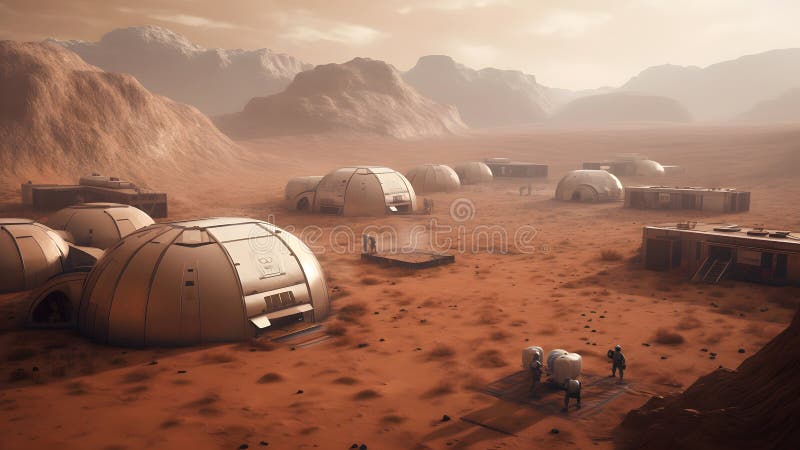 First Human Colony on Mars, Neural Network Generated Image Stock ...