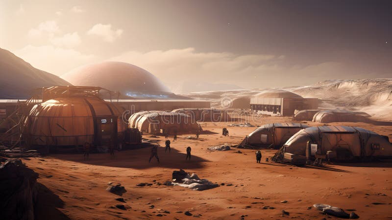 First Human Colony on Mars, Neural Network Generated Image Stock ...