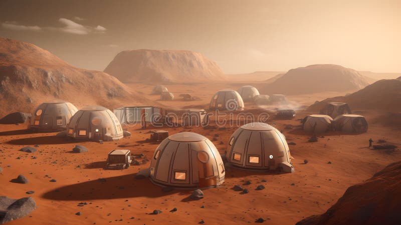 First Human Colony on Mars, Neural Network Generated Image Stock ...