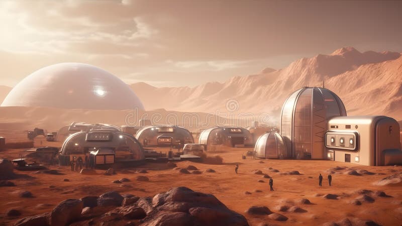 First Human Colony on Mars, Neural Network Generated Image Stock ...