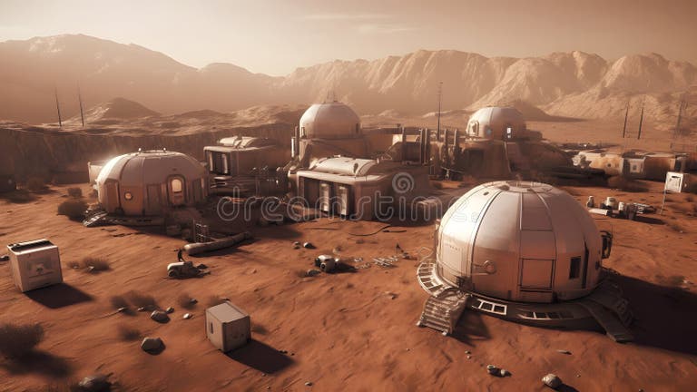 First Human Colony on Mars, Neural Network Generated Image Stock ...