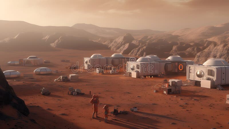 First Human Colony on Mars, Neural Network Generated Image Stock ...