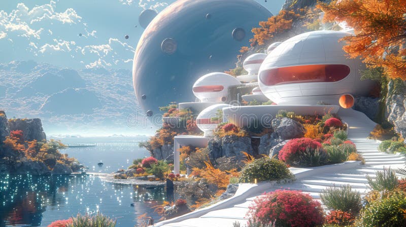 Human Colony on Unknown Planet, Surreal Mystical Fantasy Artwork Stock ...