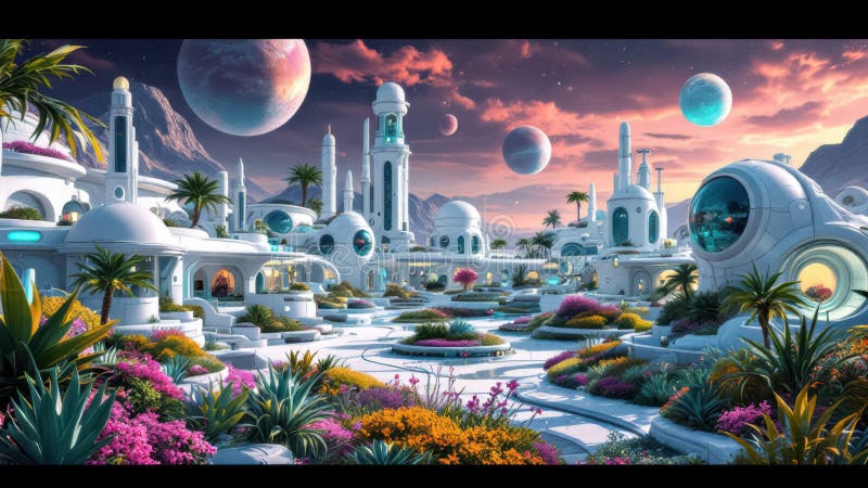 Human Colony on Unknown Planet, Surreal Mystical Fantasy Artwork Stock ...