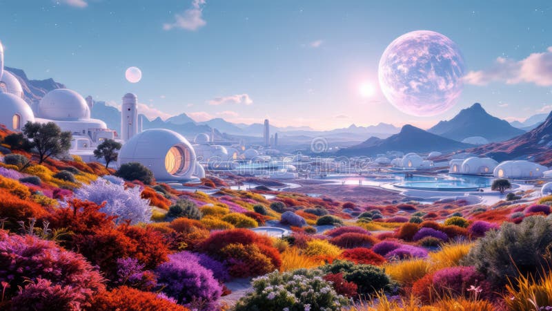 Human Colony on Unknown Planet, Surreal Mystical Fantasy Artwork Stock ...