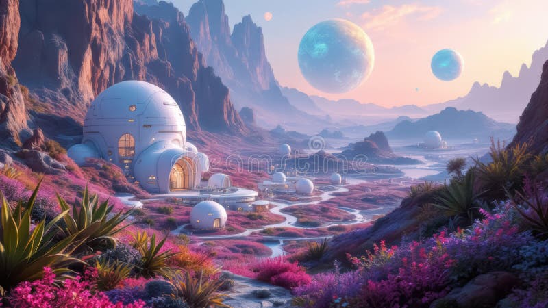 Human Colony on Unknown Planet, Surreal Mystical Fantasy Artwork Stock ...