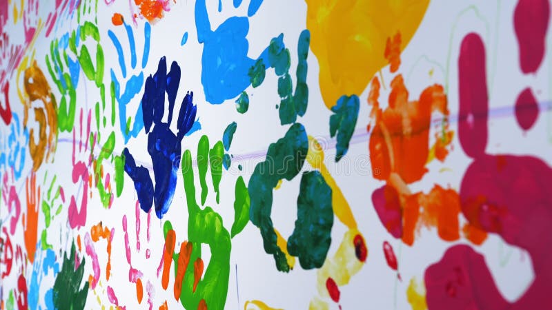 Human Colored Palms. Colored Handprints. Close-up. Art Stock Video ...