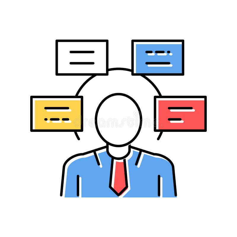 Human Comprehends Tasks Color Icon Vector Illustration Stock Vector ...