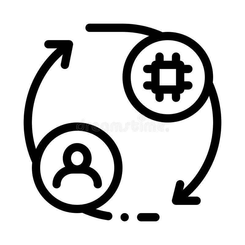 Human and Computer Car Control Icon Vector Outline Illustration Stock ...