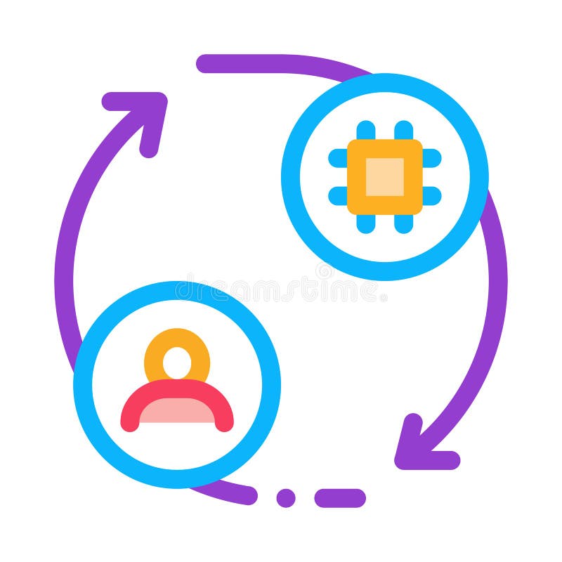 Human and Computer Car Control Icon Vector Outline Illustration Stock ...