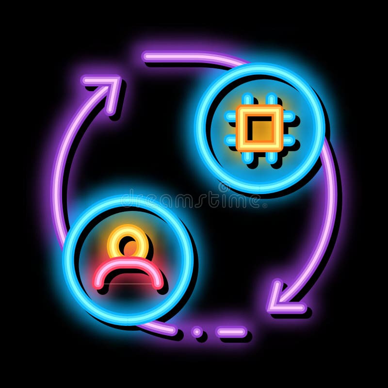 Human and Computer Car Control Neon Glow Icon Illustration Stock Vector ...