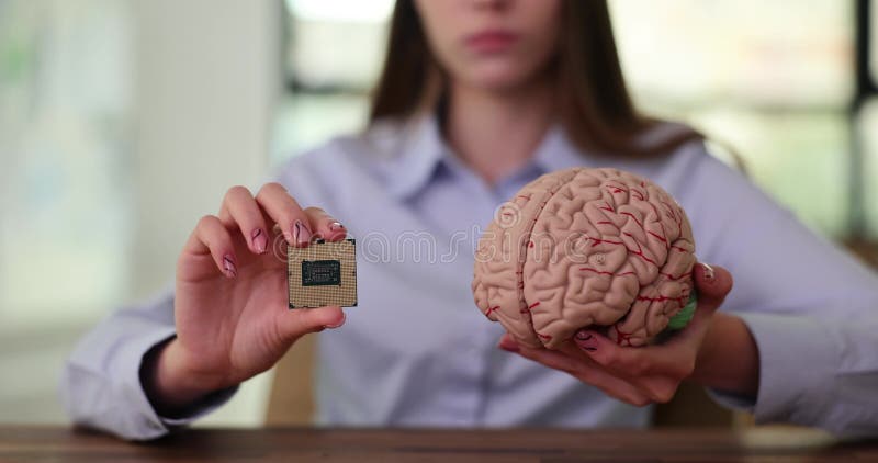 Human Computer Chip in a Model of Human Brain Stock Footage - Video of ...