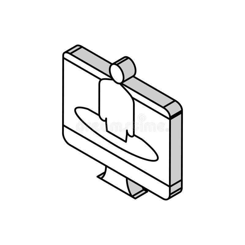 Human on Computer Screen Isometric Icon Vector Illustration Stock ...