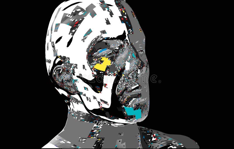 Human Computerized Digital Face. Stock Vector - Illustration of ...