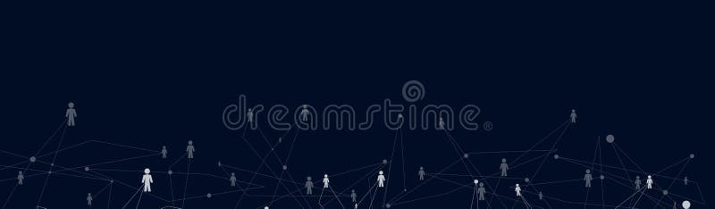 Human Connections on the Dark Blue Background Stock Illustration ...