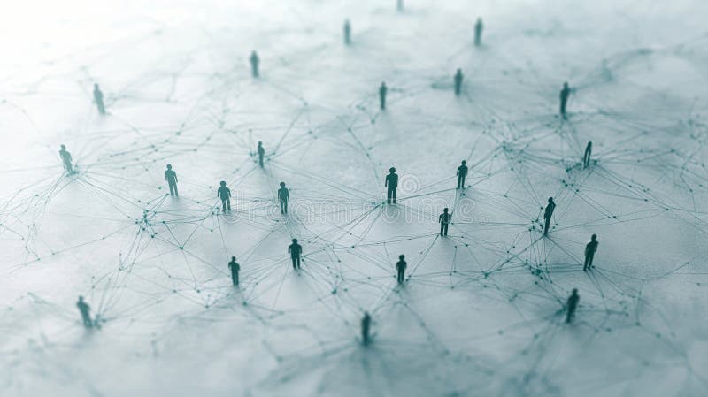 Human Connections: Network of People Linked by Digital Lines in Global ...