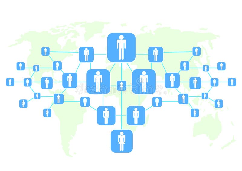 Global Connections Concept in Cloud and Back Blue . Flat Line ...