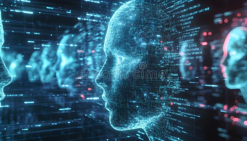 Human Consciousness Being Uploaded into a Quantum Computer, Glowing ...