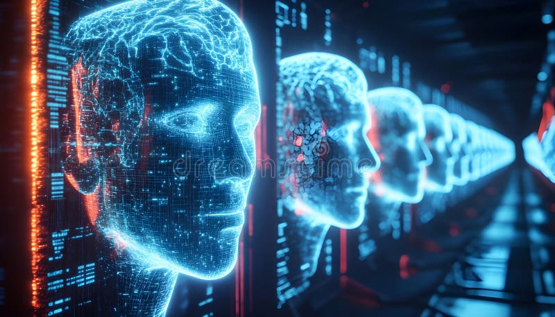 Human Consciousness Being Uploaded into a Quantum Computer, Glowing ...