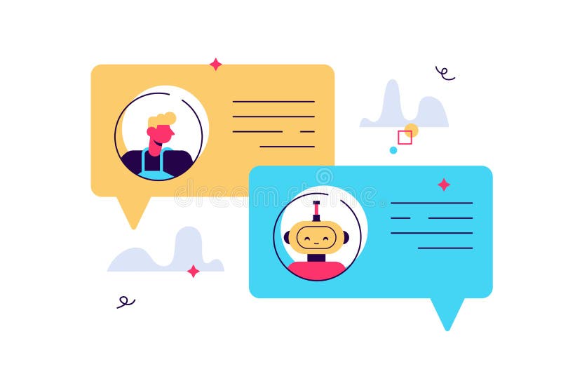 Human Conversation with Robot on Smartphone. Chatting Stock ...