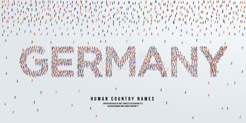 Human Country Name Germany. Large Group of People Form To Create ...