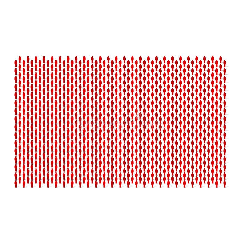 Human Crowd in the Shape of Rectangle. Stick Figure Red Simple Icons ...