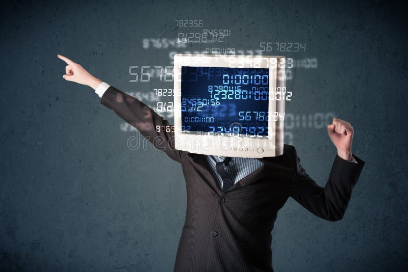 Human Cyber Monitor Pc Calculating Computer Data Concept Stock Image ...