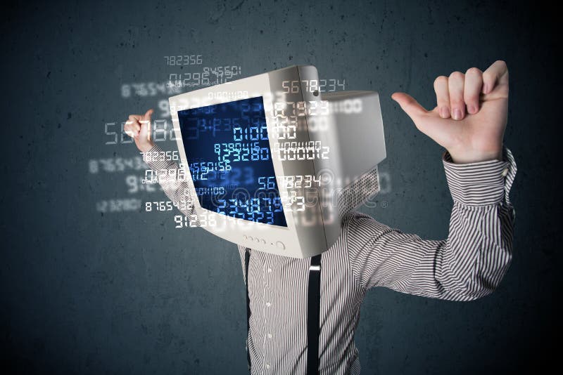 Human Cyber Monitor Pc Calculating Computer Data Concept Stock Image ...