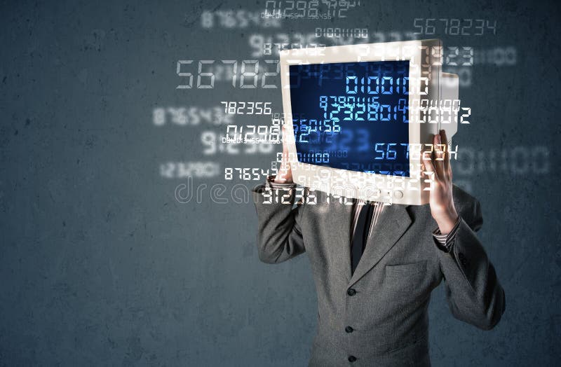 Human Cyber Monitor Pc Calculating Computer Data Concept Stock Image ...