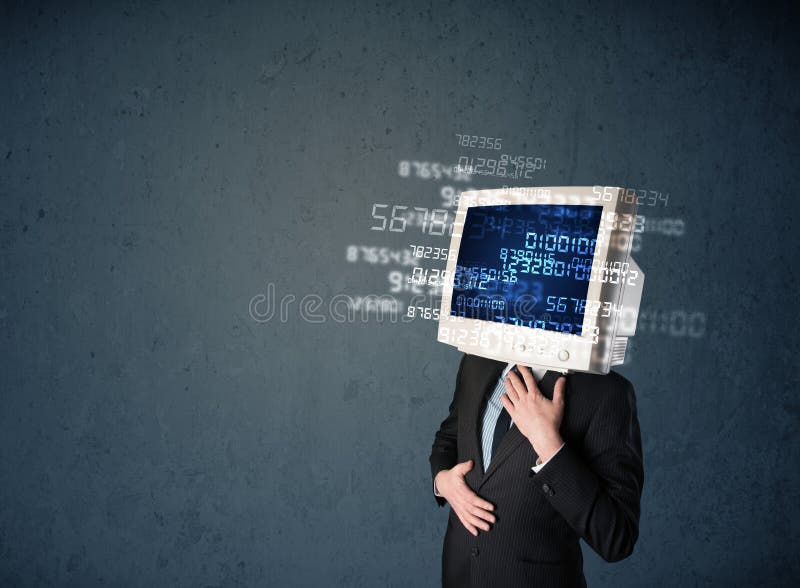 Human Cyber Monitor Pc Calculating Computer Data Concept Stock Photo ...