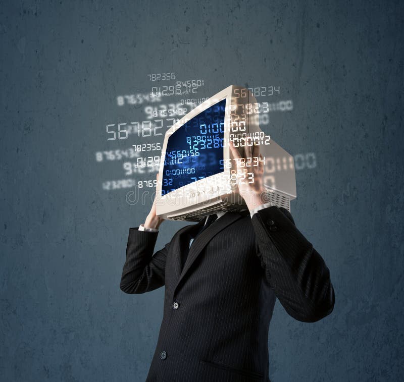 Human Cyber Monitor Pc Calculating Computer Data Concept Stock Photo ...