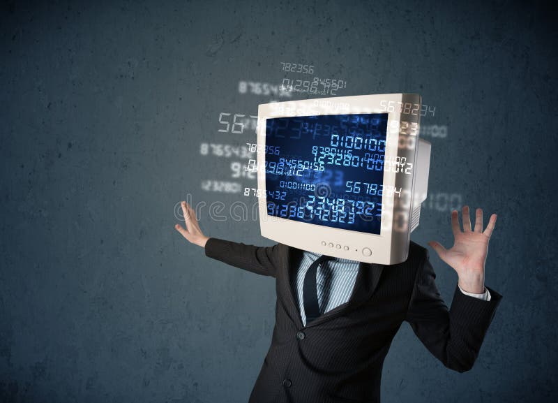 Human Cyber Monitor Pc Calculating Computer Data Concept Stock Photo ...
