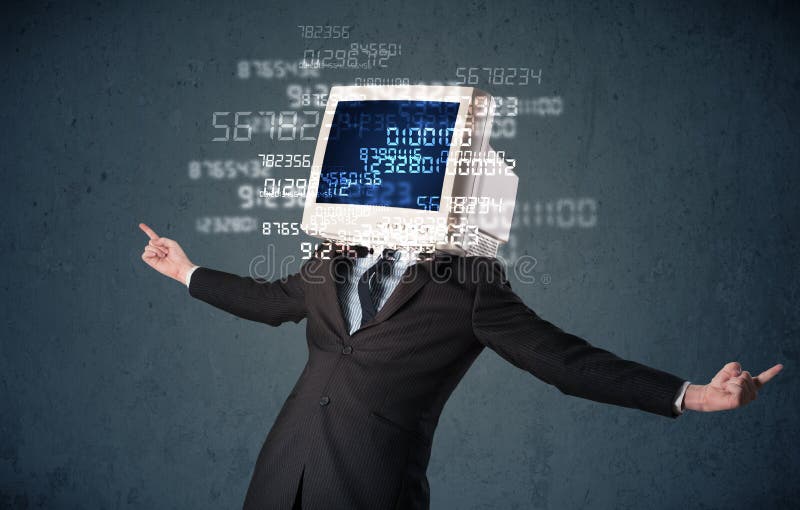 Human Cyber Monitor Pc Calculating Computer Data Concept Stock Image ...