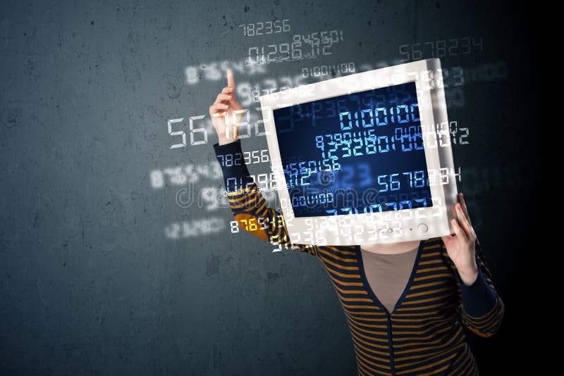 Human Cyber Monitor Pc Calculating Computer Data Concept Stock Image ...