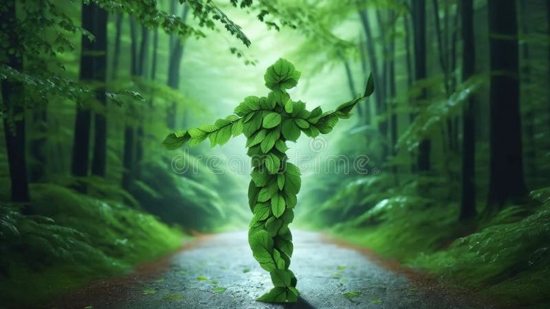 Human Dancing Figure Formed by Green Leaves. Fantasy Concept Stock ...