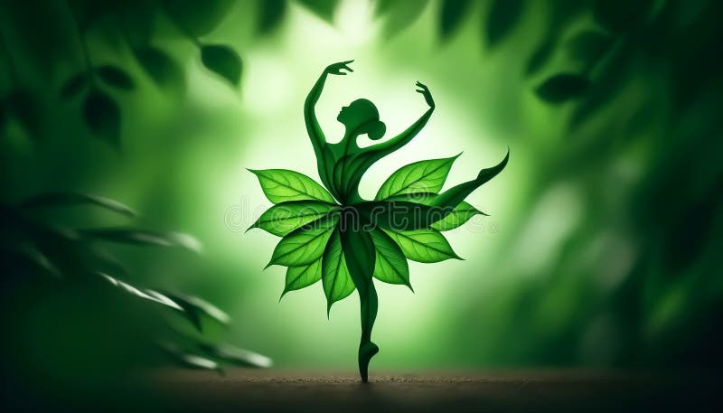 Human Dancing Figure Formed by Green Leaves. Fantasy Concept Stock ...