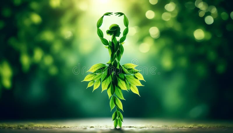 Human Dancing Figure Formed by Green Leaves. Fantasy Concept Stock ...
