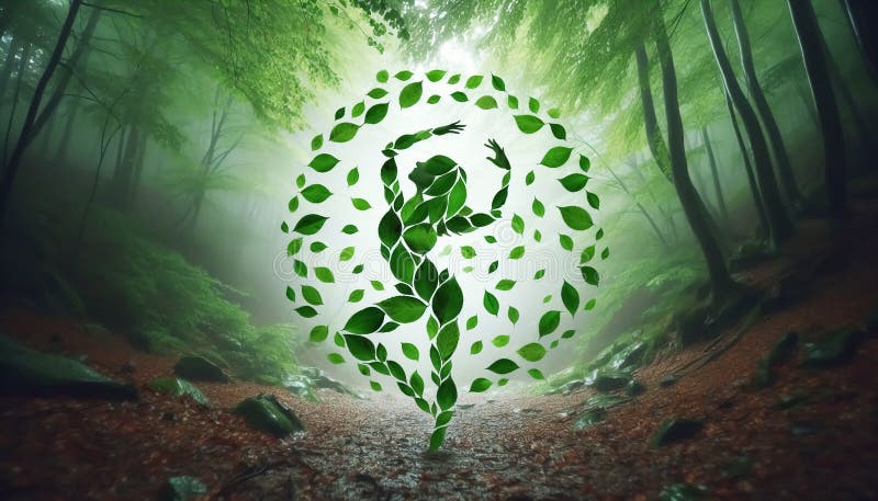 Human Dancing Figure Formed by Green Leaves. Fantasy Concept Stock ...