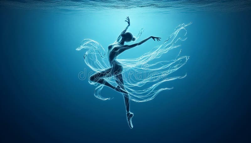 Human Dancing Figure Formed by Water, Underwater. Fantasy Concept Stock ...